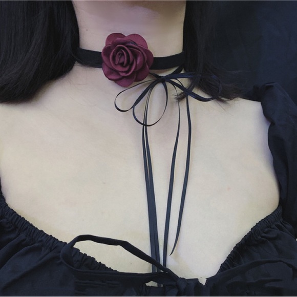 Jewelry | Red Rose Flower Choker Necklace Bracelet Gothic Victorian ...